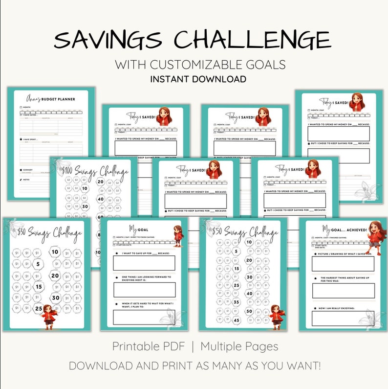 Custom Savings Challenge Printable Executive Function Budget - Etsy ...