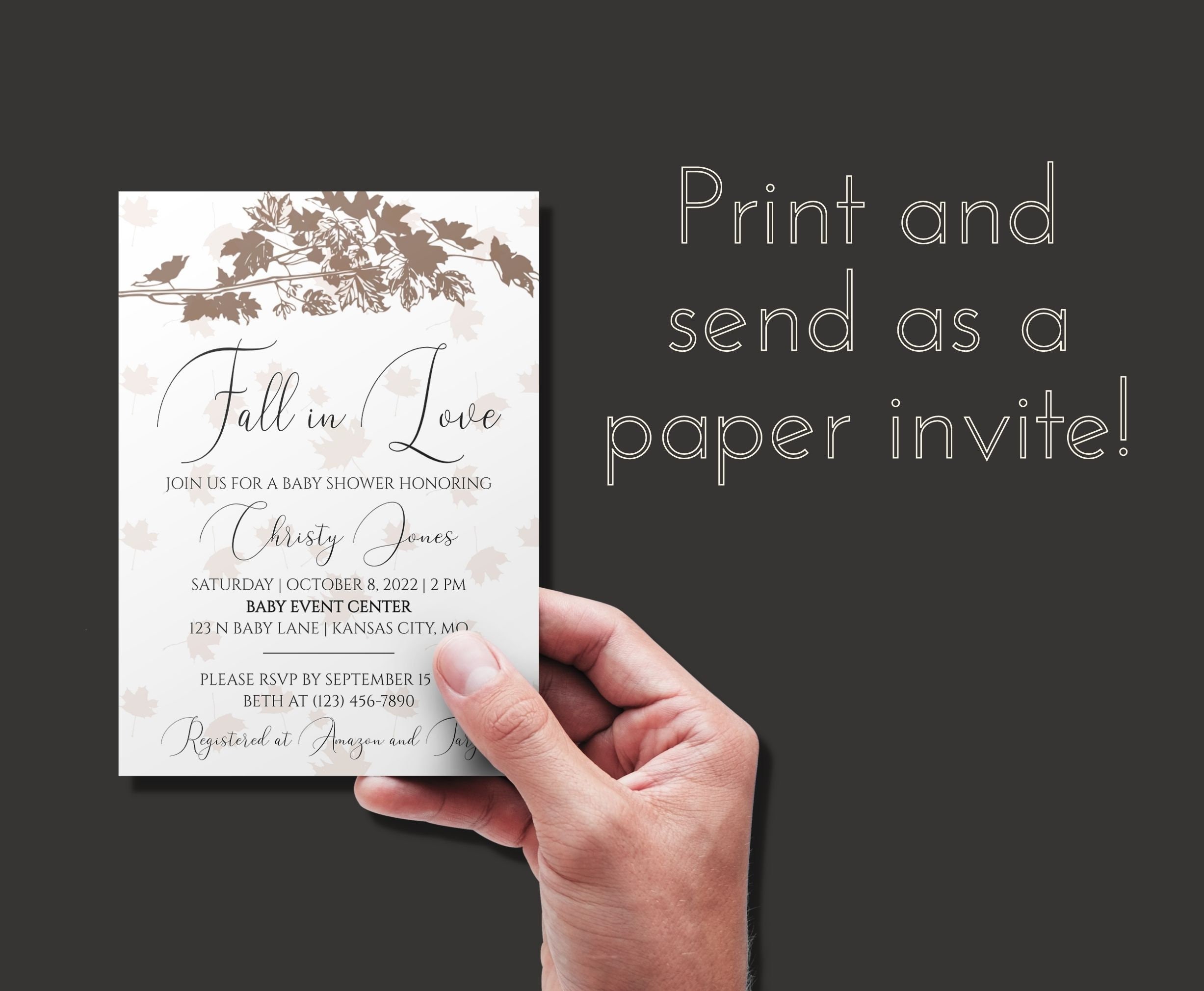 Baby Shower Invitation | Fall | Fall in Love | Digital Download ...
