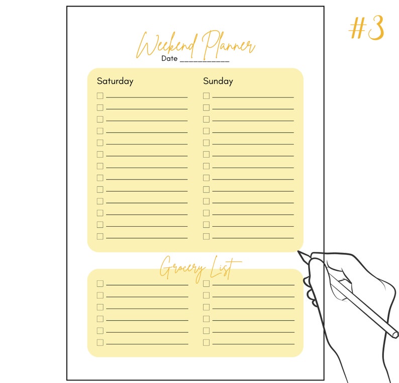 Weekend Planner Printable Grocery List Weekend Task - Etsy