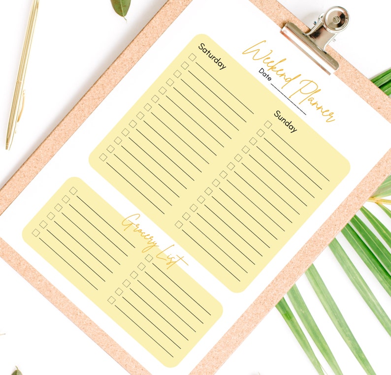 Weekend Planner Printable Grocery List Weekend Task - Etsy