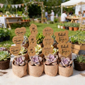 Live Succulents With Burlap Wraps & Custom Tags for Wedding Party, Baby ...