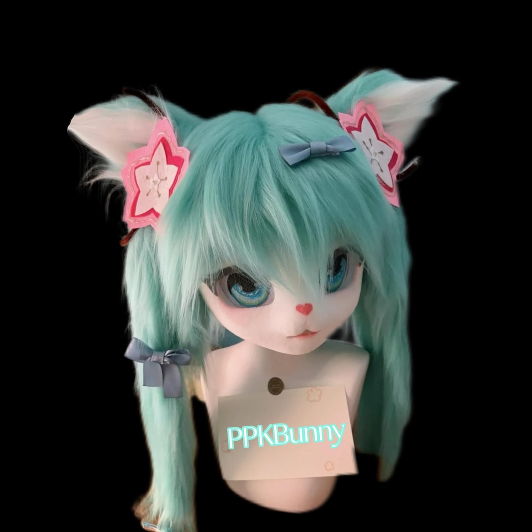 Hatsune Miku Cat-premade Kig Head Fursuit Mask Kigrumi Head, Kig Head ...