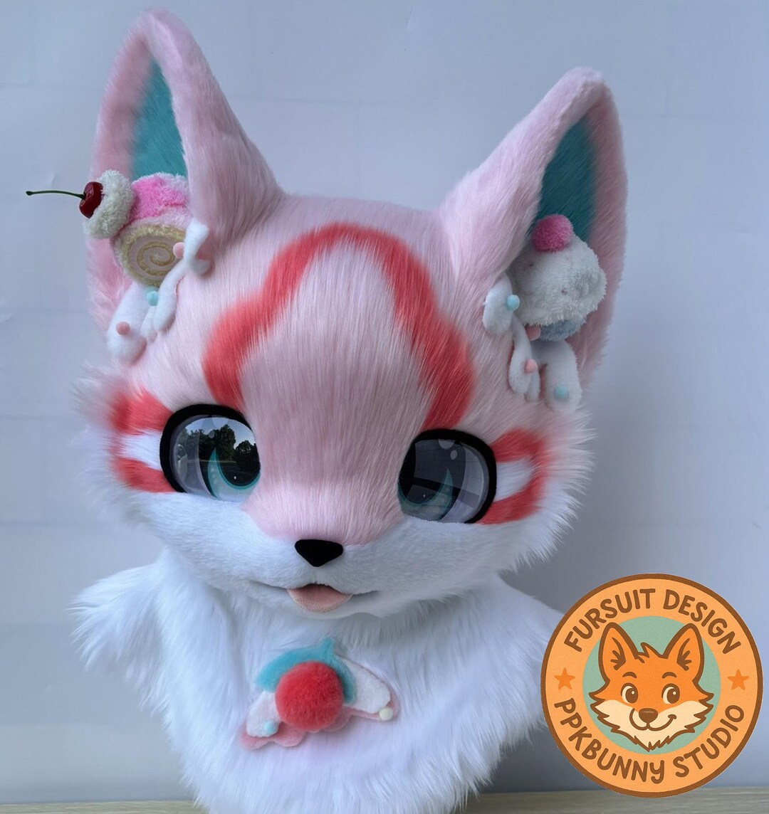 Fursuit Head- Head and Claw, Puppy Furry Cosplay, Cake Themed Fursuit ...