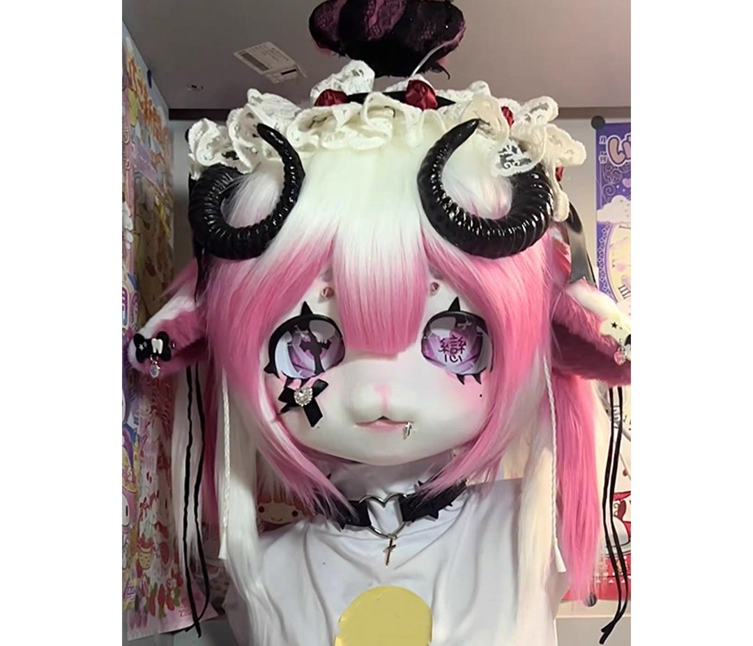 Kig Fur Head, Cute Succubus Lamb Furry Mask Head, Furi Cos, New Fur ...