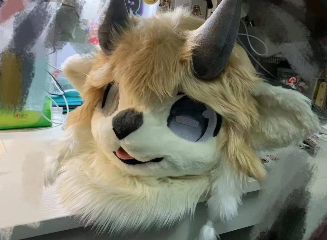 Fursuit Head Head Only, Furry Cosplay,fantasy Creatures,sheep Fursuit ...