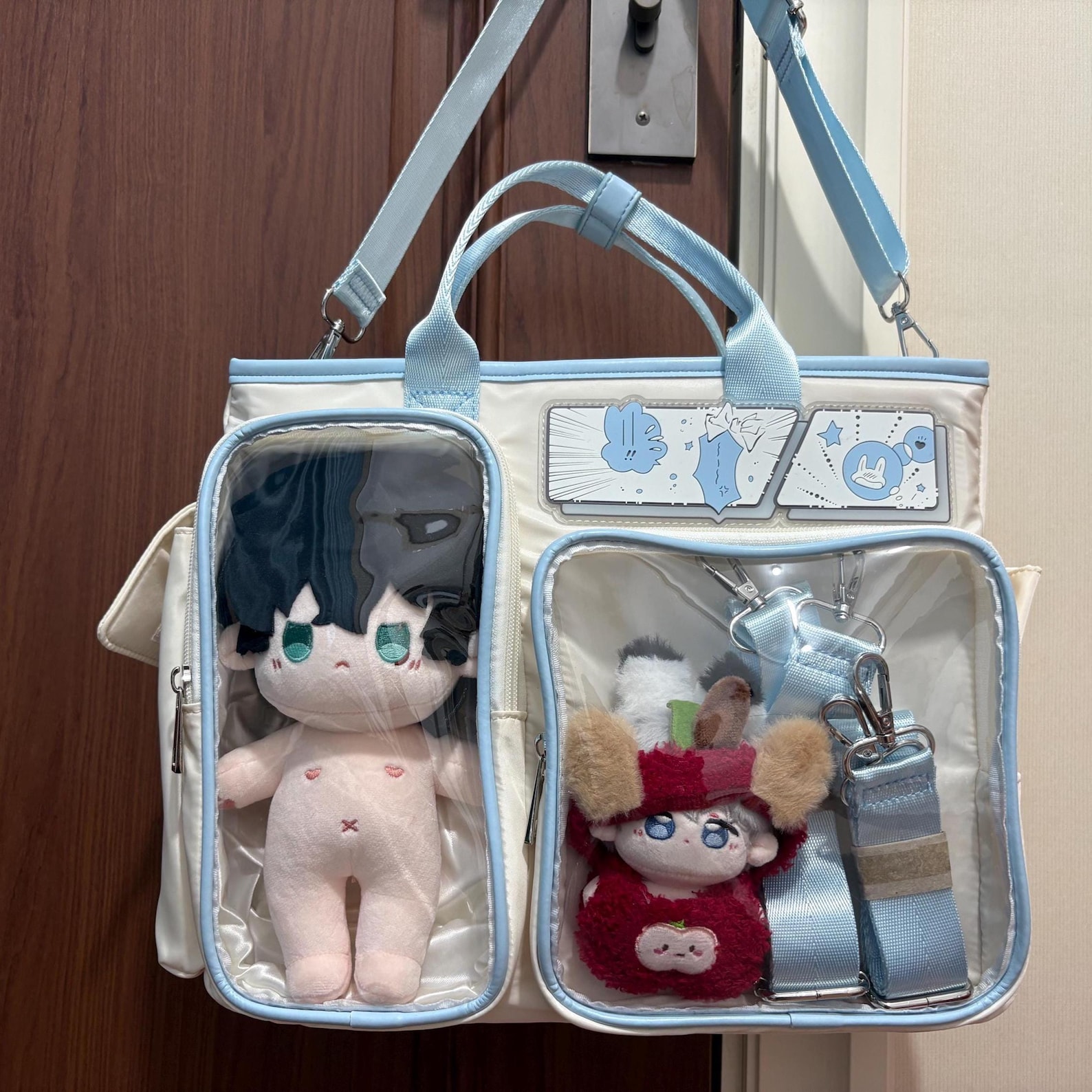 Ita Bag, Cotton Doll Badge Dual-purpose Bag, Plaid Pin Display Bag ...
