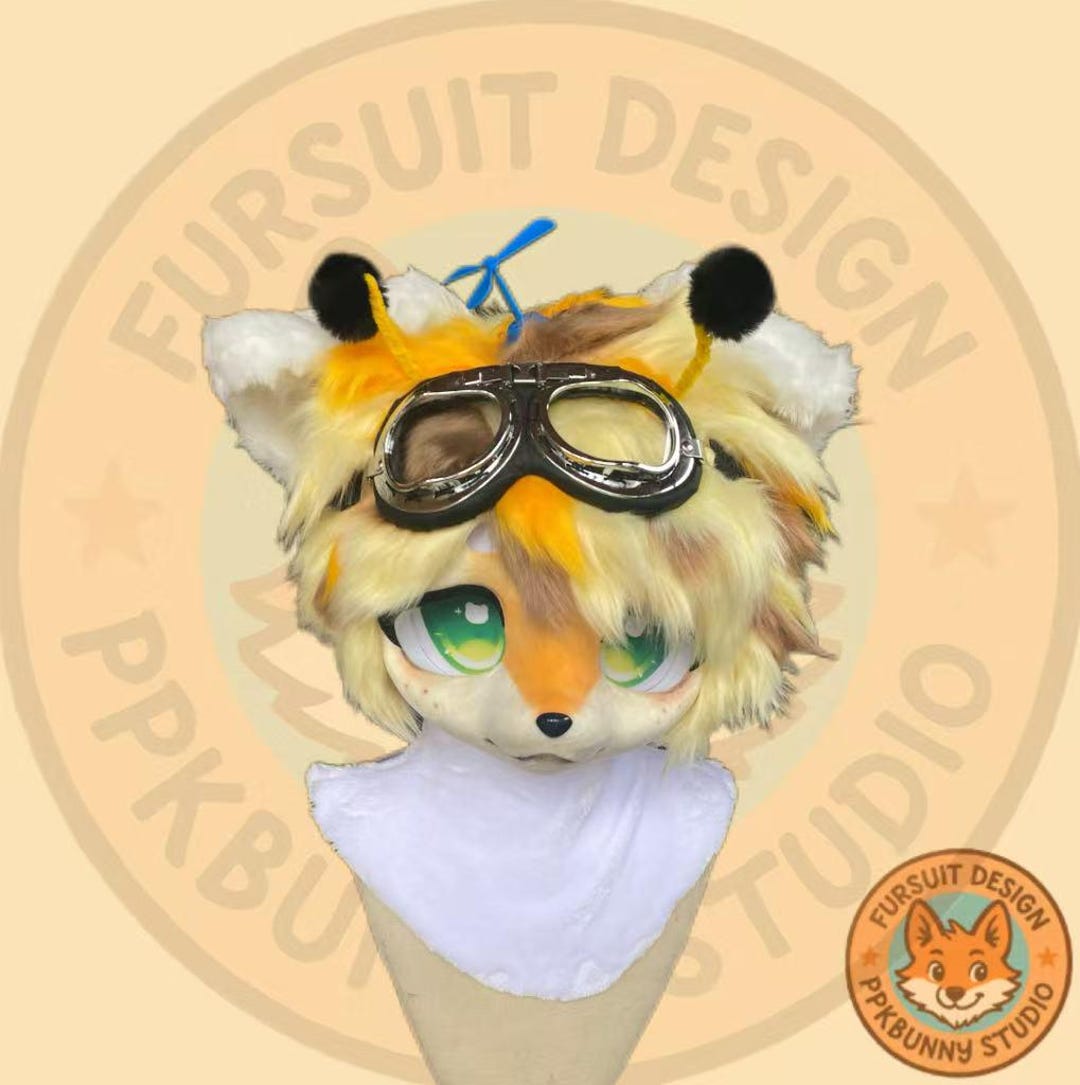 Fursuit Head,"puppy Pilot" Fantasy Creatures, Furry Cosplay, Fursuit ...