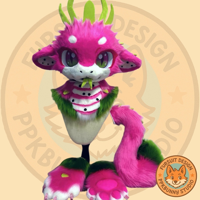 Fursuit Head, Tail and Claw, Fursuit Premade, "dragon Fruit Snake ...