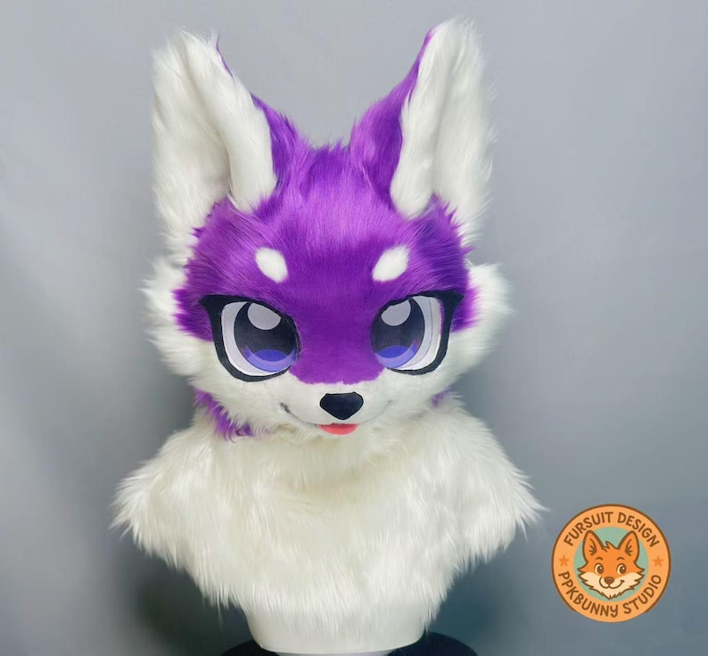 Purple Fox Fursuit Head- Head Only, Furry Cosplay, Fantasy Creatures ...