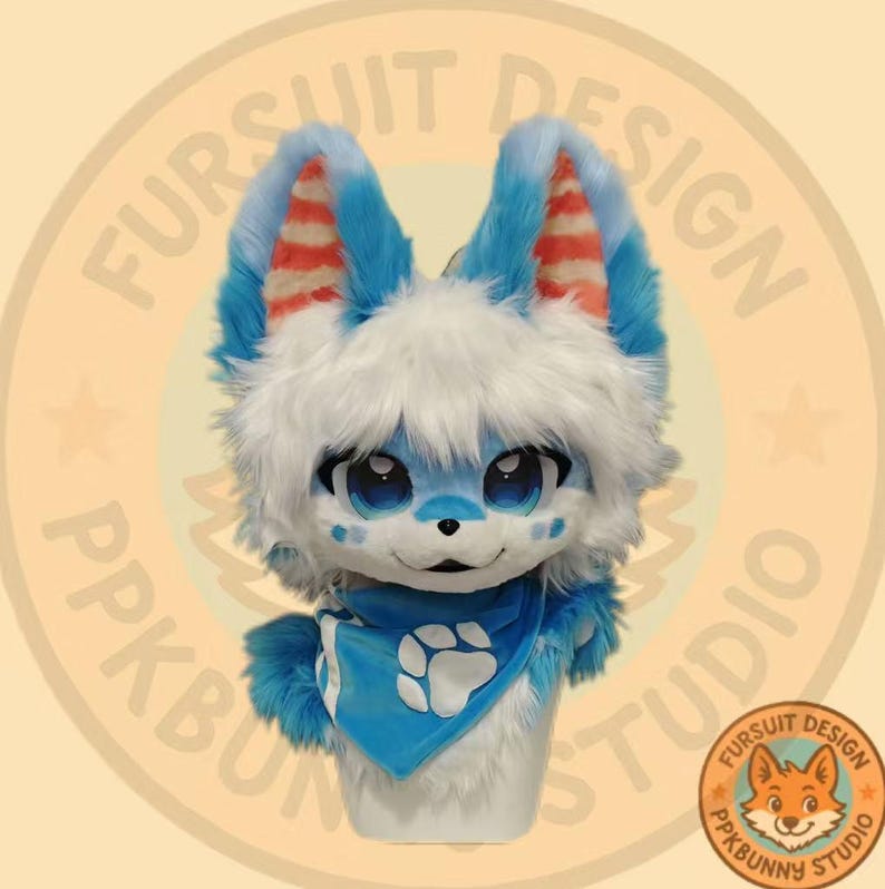 Fursuit Head, "blue Fold Ear Puppy" Fantasy Creatures, Furry Cosplay ...