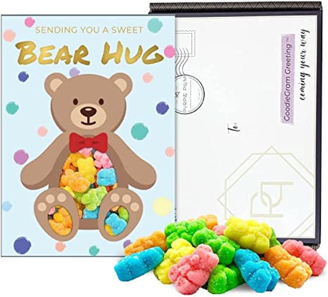 Purple Plum Candy Filled Greeting Card Gummy Bear Hug Cards Kit ...
