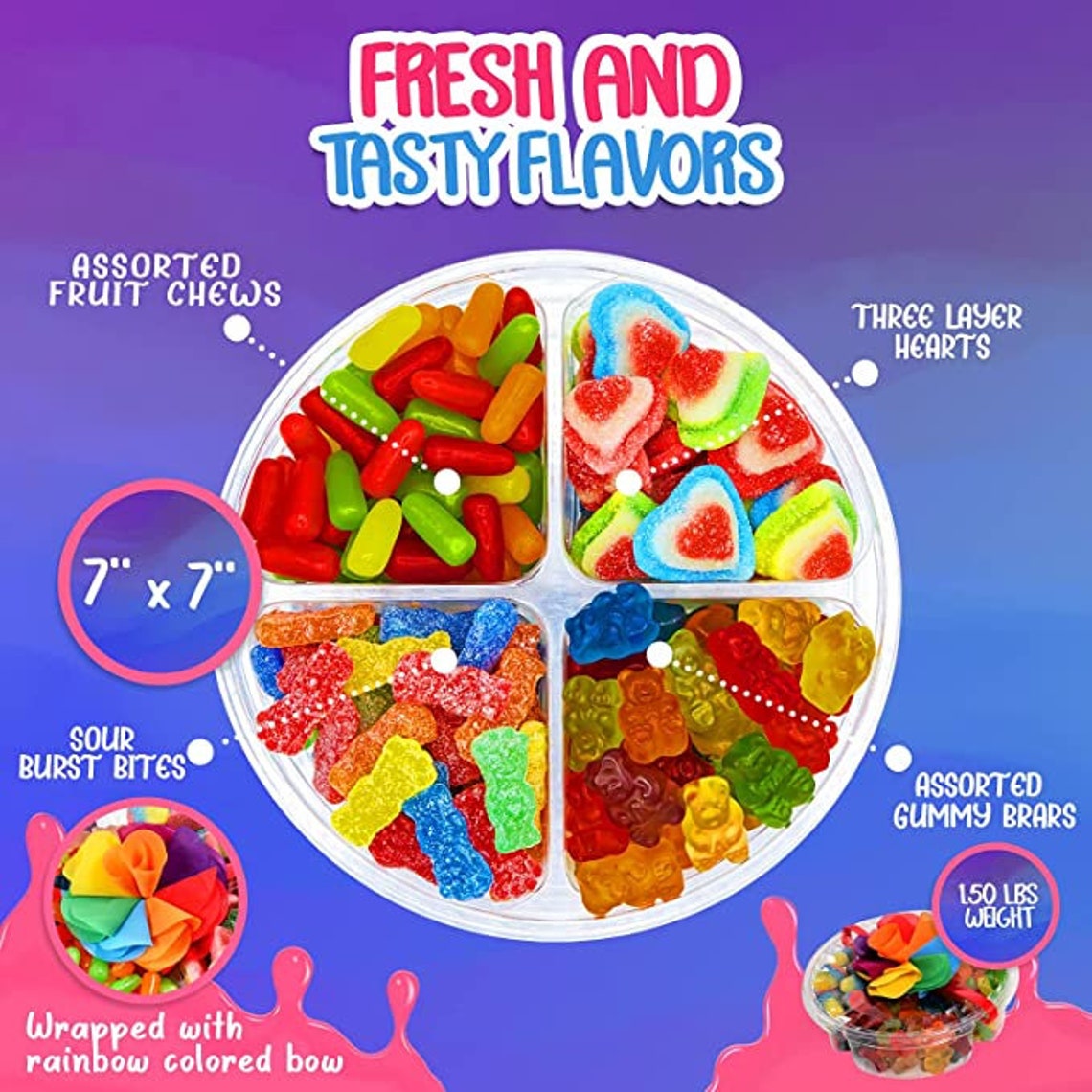 Rainbow Candy Tray – Candy Care Package Gift Basket 1.5 Lbs - Etsy