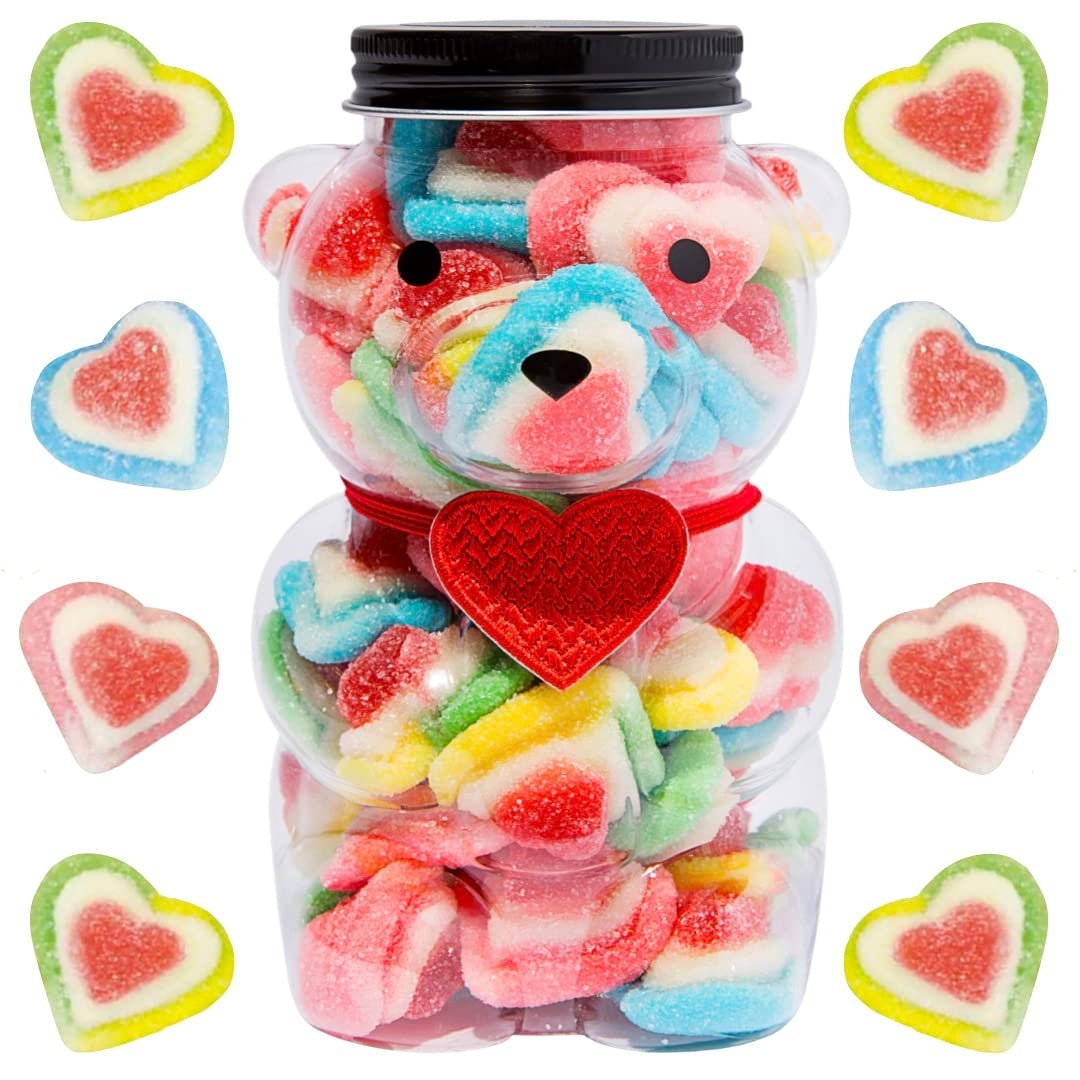 Valentines Love Bear Jar Filled With Gourmet Triple Layer Gummy Hearts ...