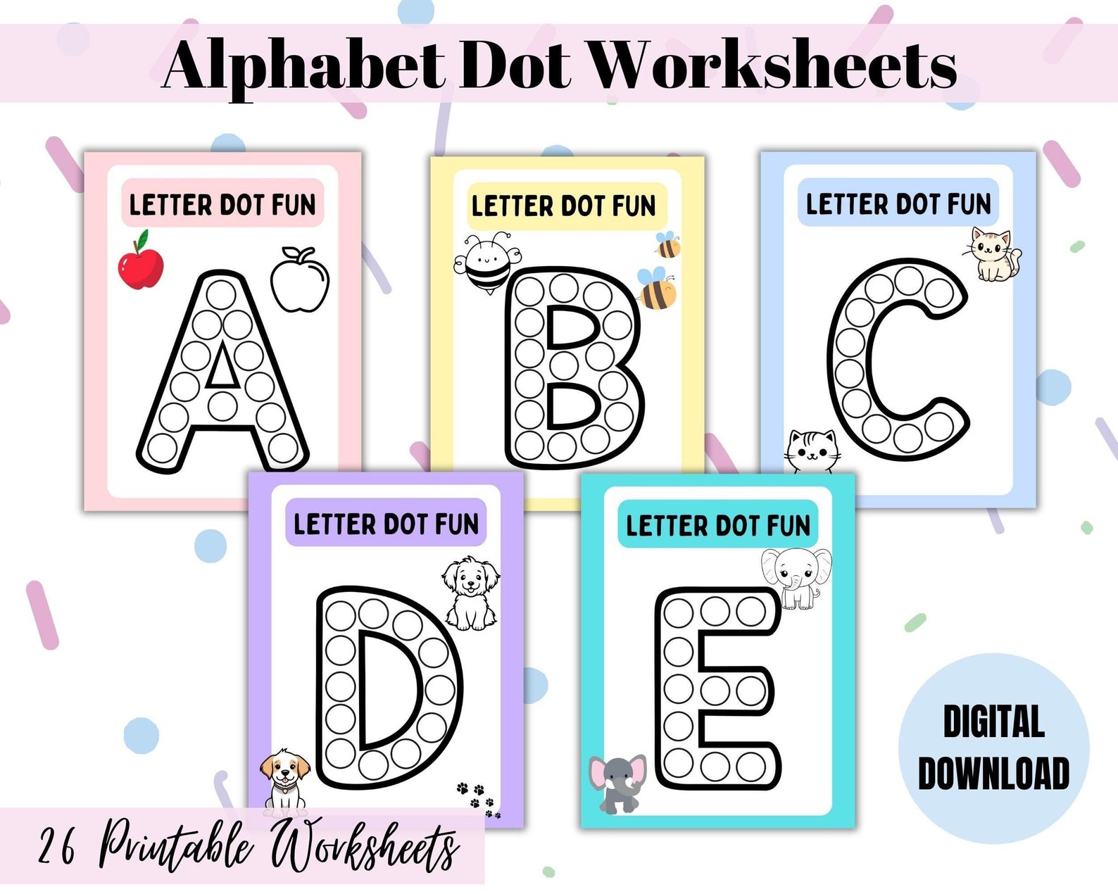 Alphabet Dot Worksheets - Etsy