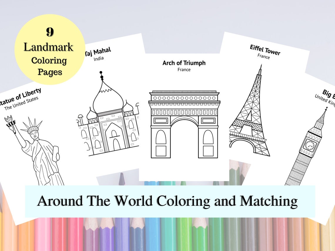Landmarks Coloring Book, Homeschool Worksheets, Around the World ...