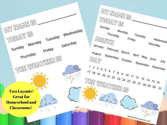 Today is Worksheet for Homeschooling Homeschool Digital - Etsy