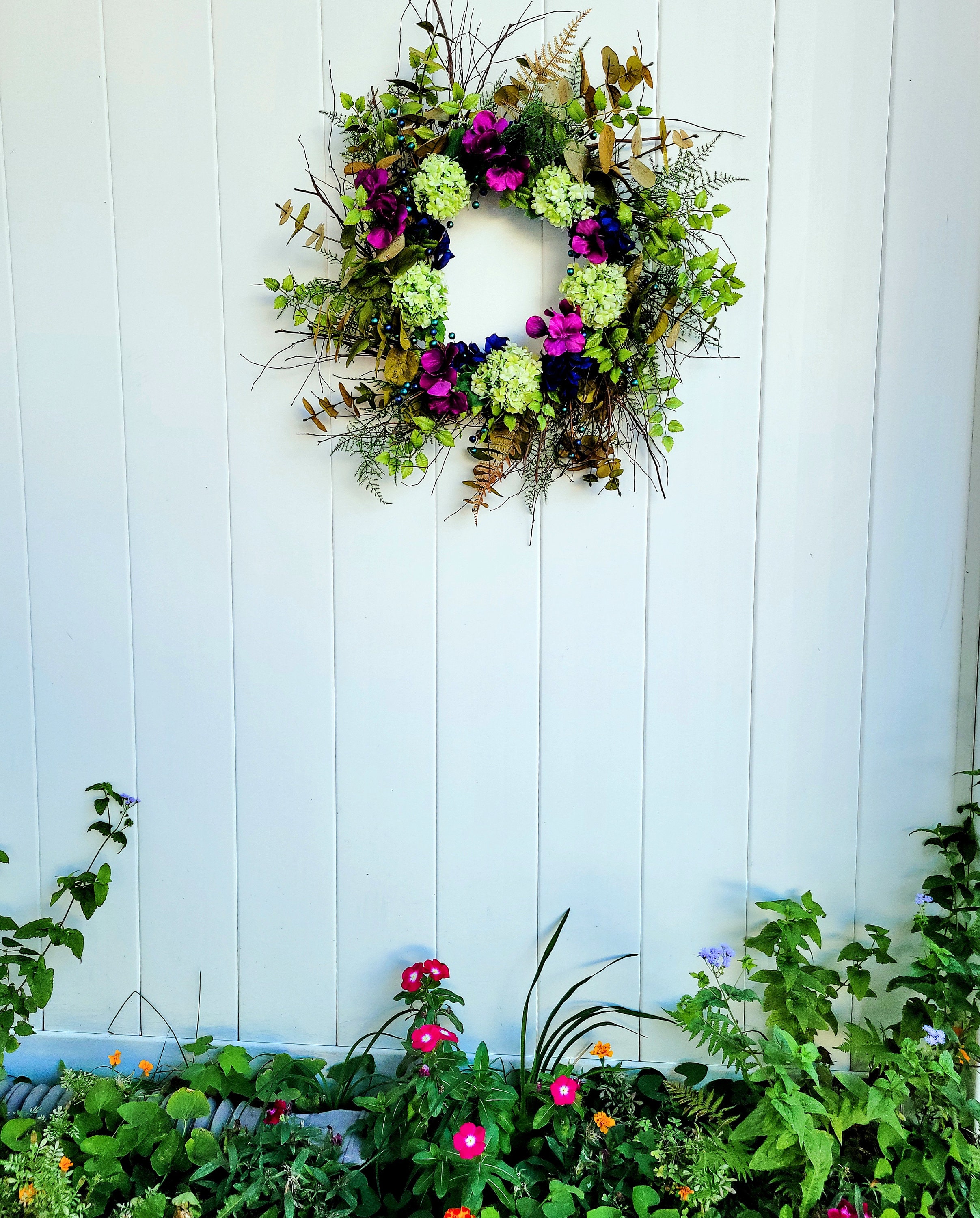 Hydrangeas Wreath Twig Wreath for Front Door Hydrangea Green - Etsy