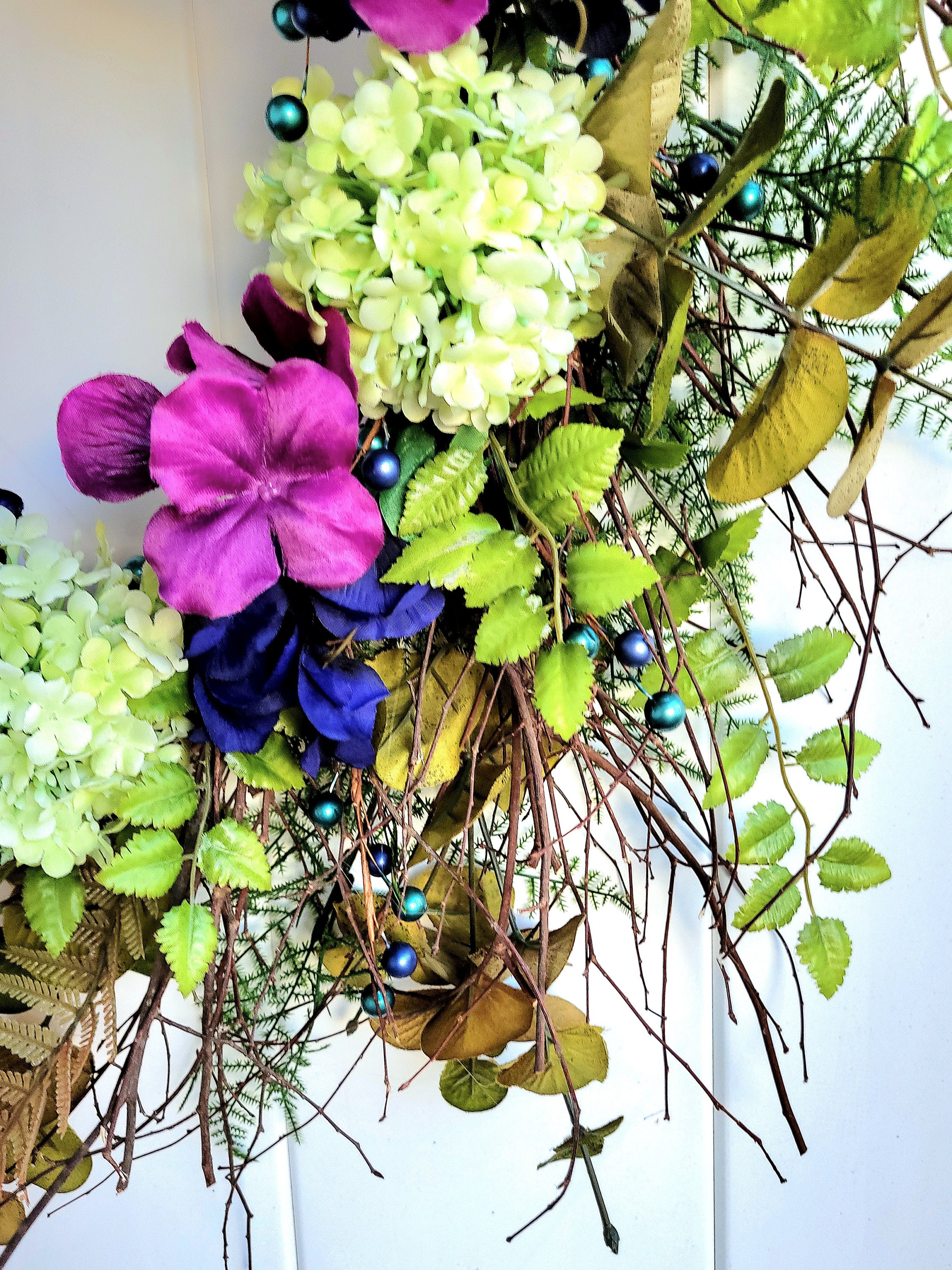 Hydrangeas Wreath Twig Wreath for Front Door Hydrangea Green - Etsy