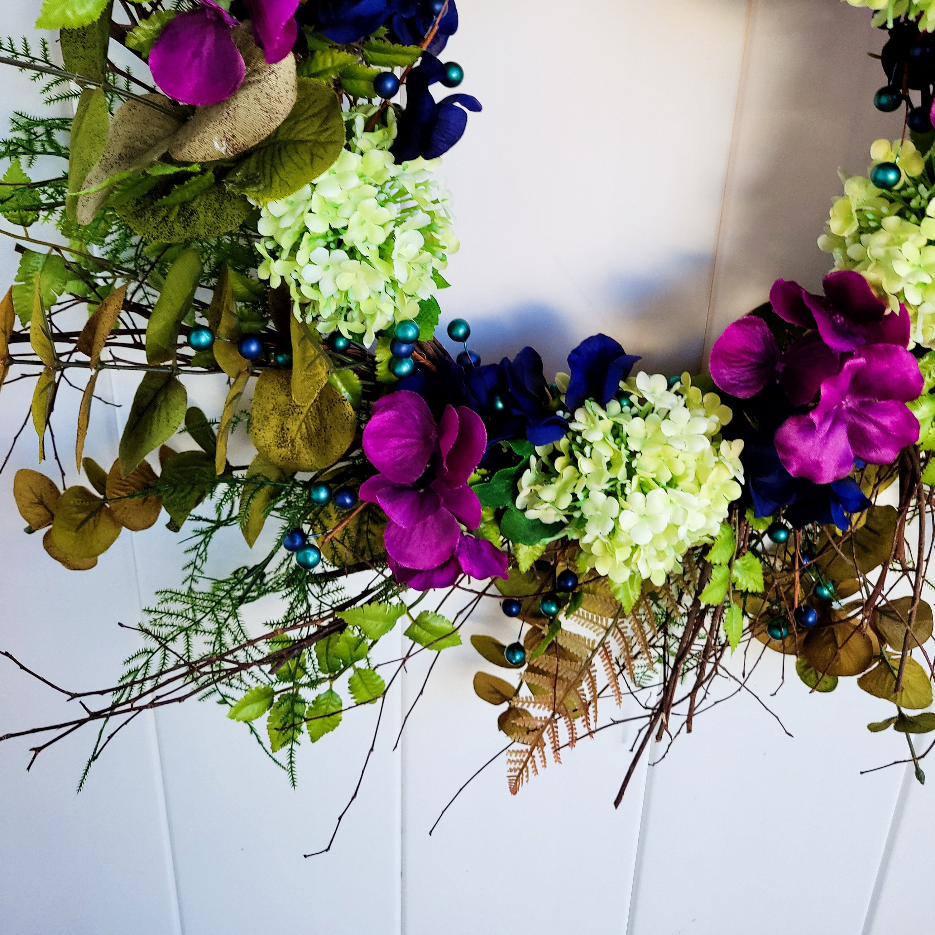 Hydrangeas Wreath Twig Wreath for Front Door Hydrangea Green - Etsy