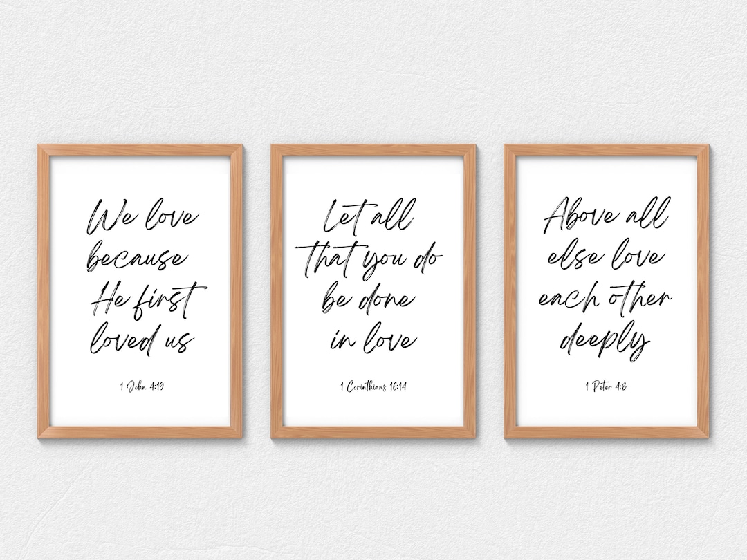 Set of 3, Bible Verse Wall Art, Christian Wall Art, Modern Christian ...