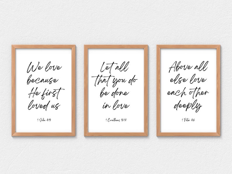 Set of 3, Bible Verse Wall Art, Christian Wall Art, Modern Christian ...