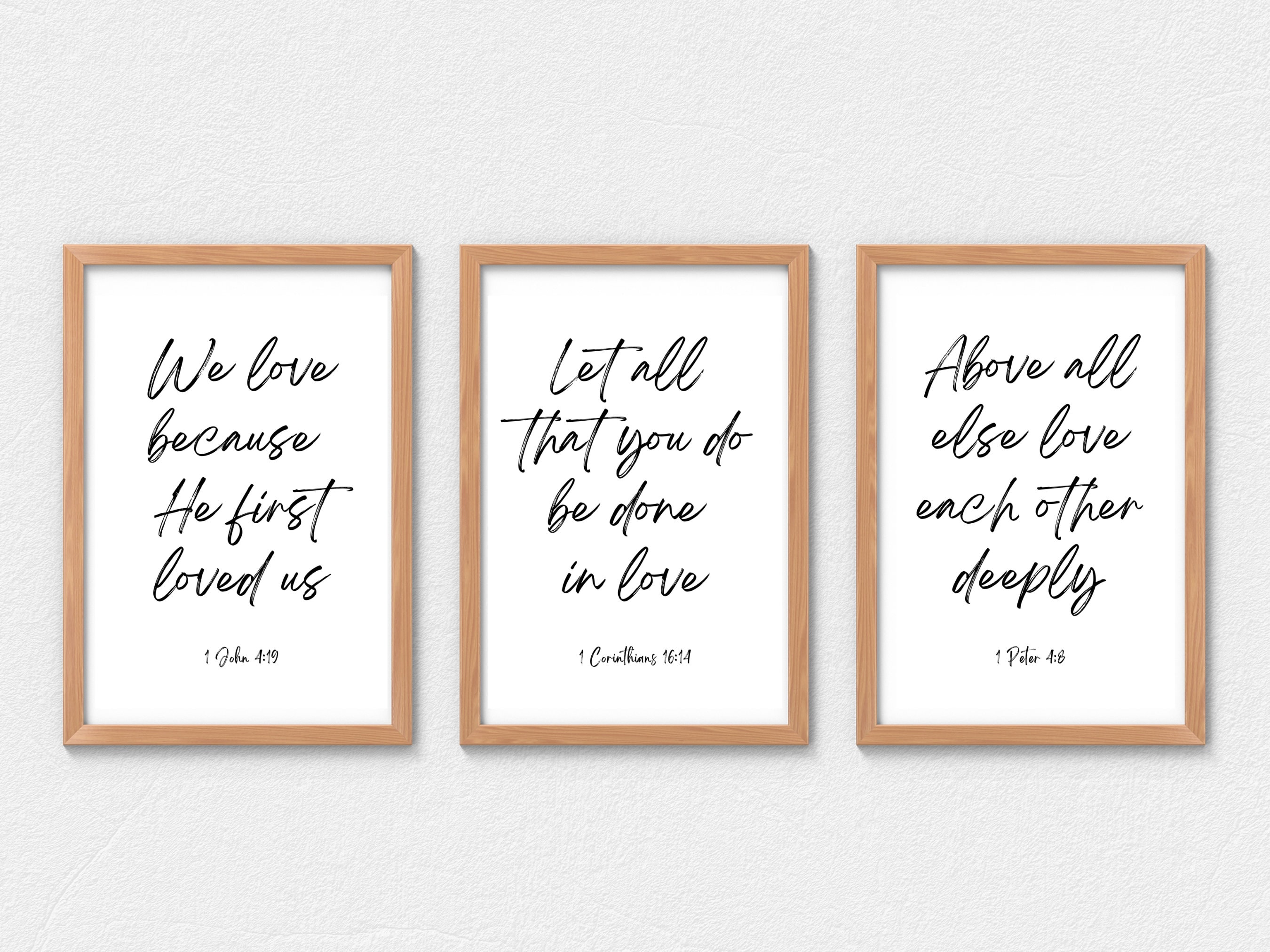 Set of 3, Bible Verse Wall Art, Christian Wall Art, Modern Christian ...