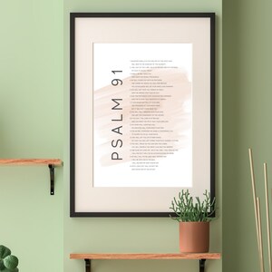 Psalm 91, Scripture Wall Art, Christian Decor, Bible Verse Print ...