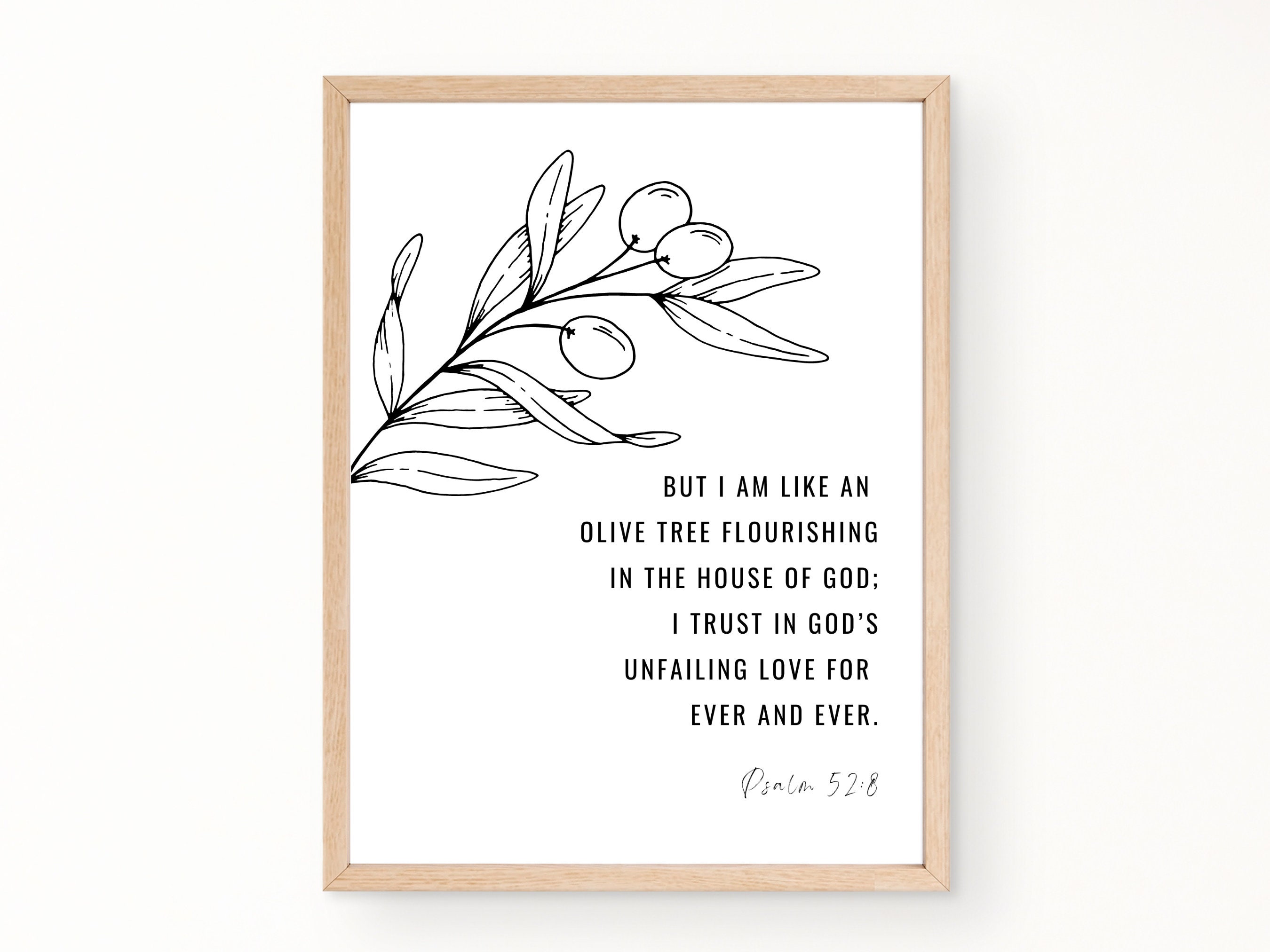 Psalm 52:8, Modern Scripture Wall Art, Christian Gift, Bible Verse ...