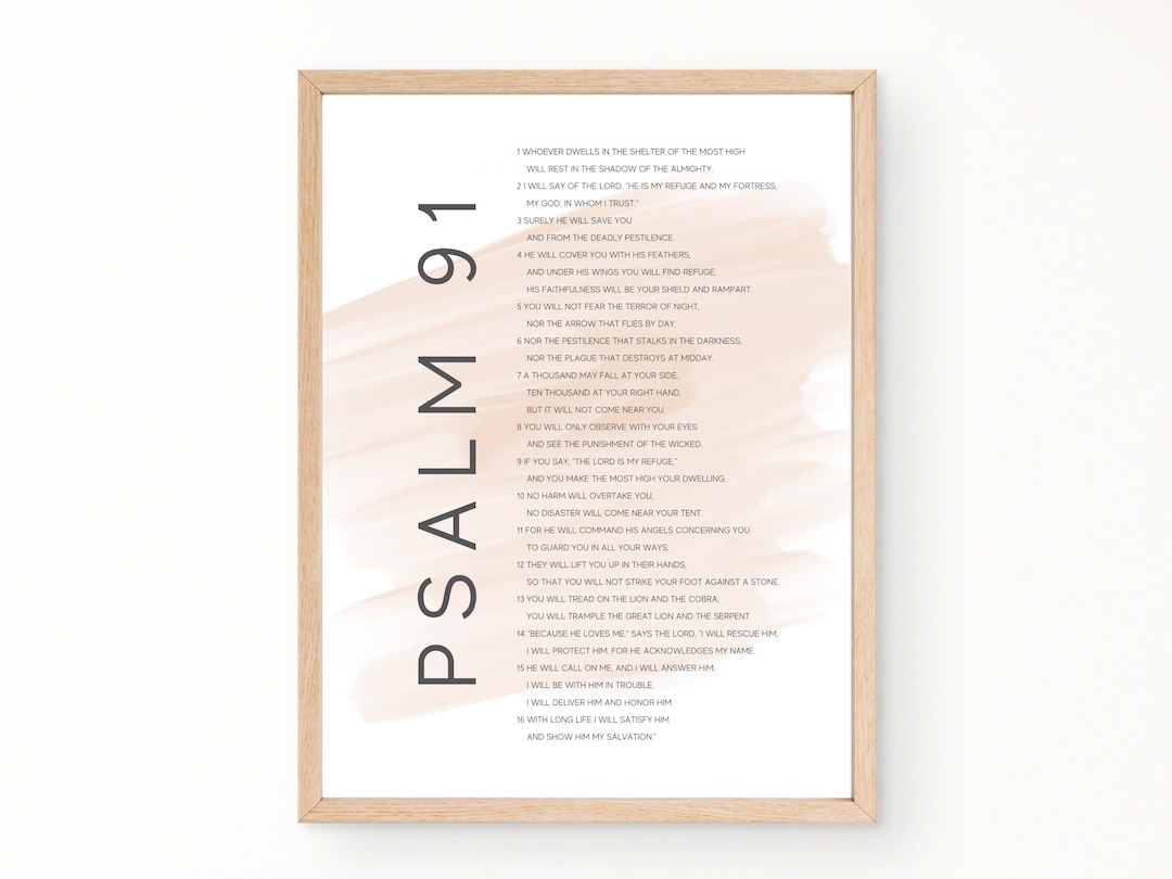 Psalm 91, Scripture Wall Art, Christian Decor, Bible Verse Print ...