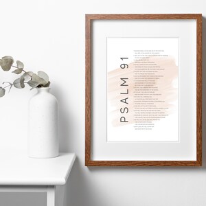 Psalm 91, Scripture Wall Art, Christian Decor, Bible Verse Print ...