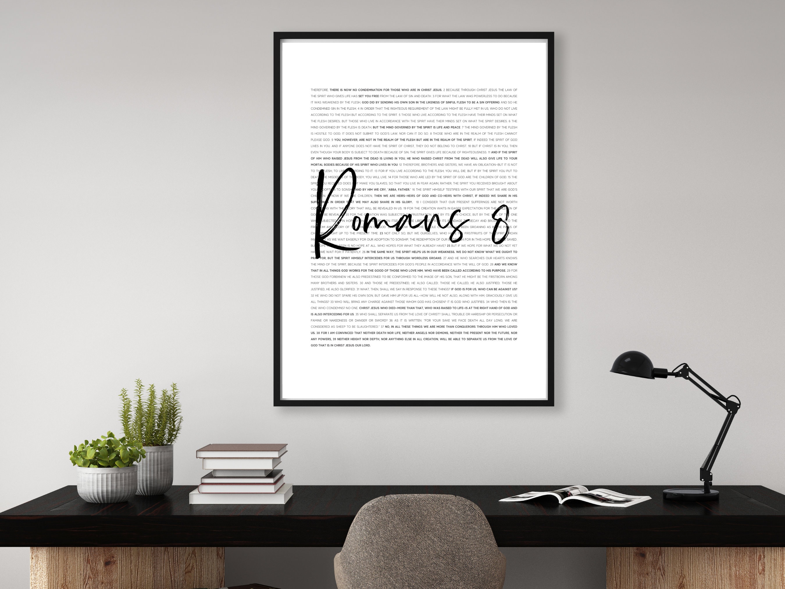 Romans 8, Scripture Wall Art, Christian Gift, Bible Verse Print ...