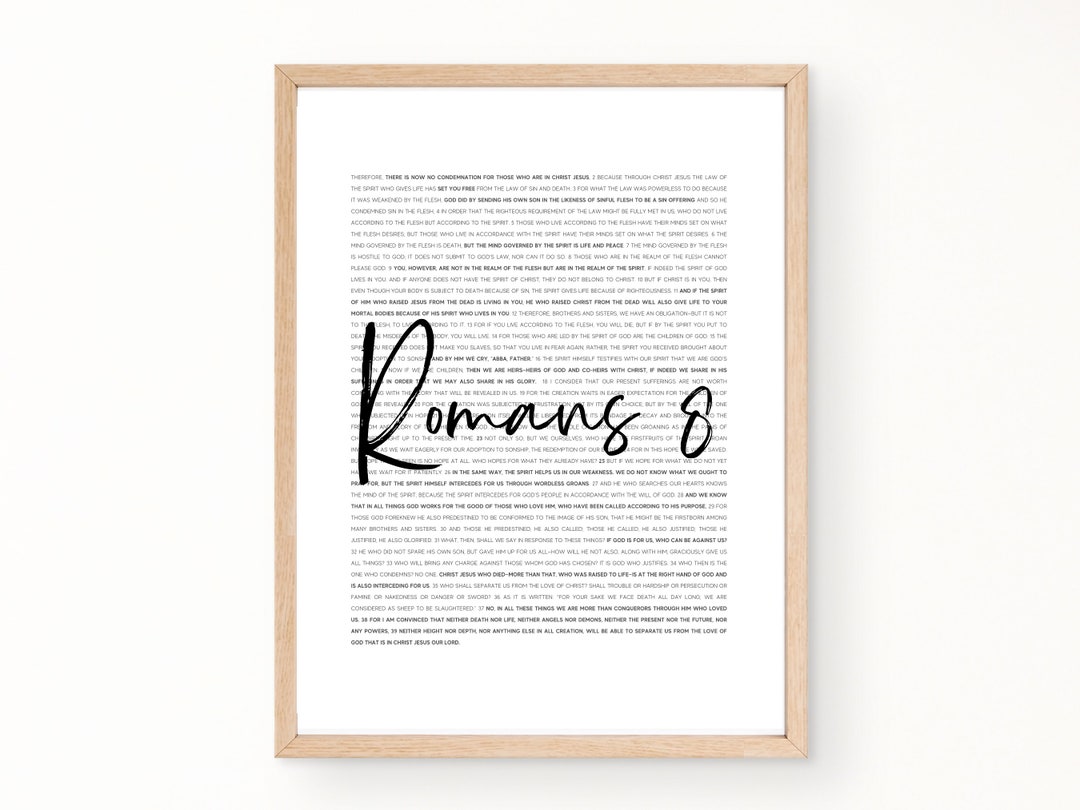 Romans 8, Scripture Wall Art, Christian Gift, Bible Verse Print ...