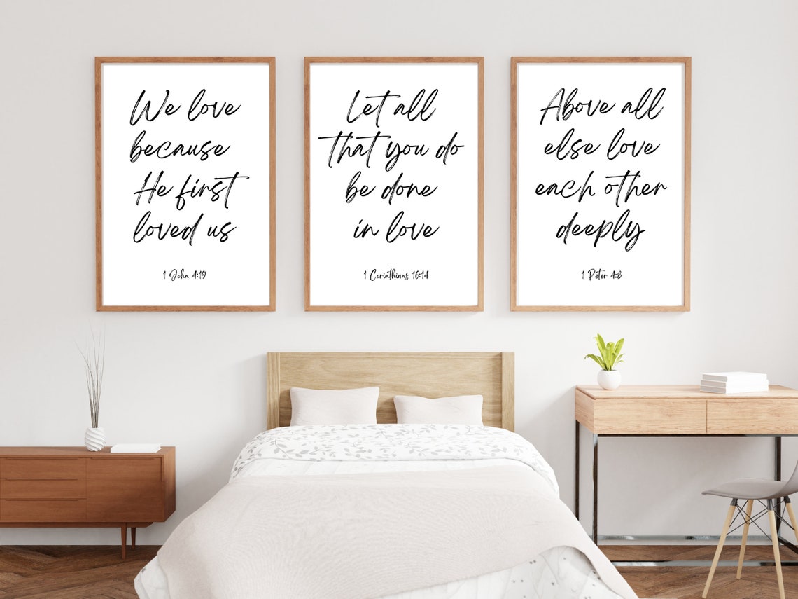 Set of 3, Bible Verse Wall Art, Christian Wall Art, Modern Christian ...