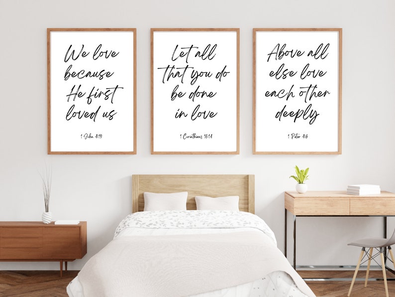 Set of 3, Bible Verse Wall Art, Christian Wall Art, Modern Christian ...
