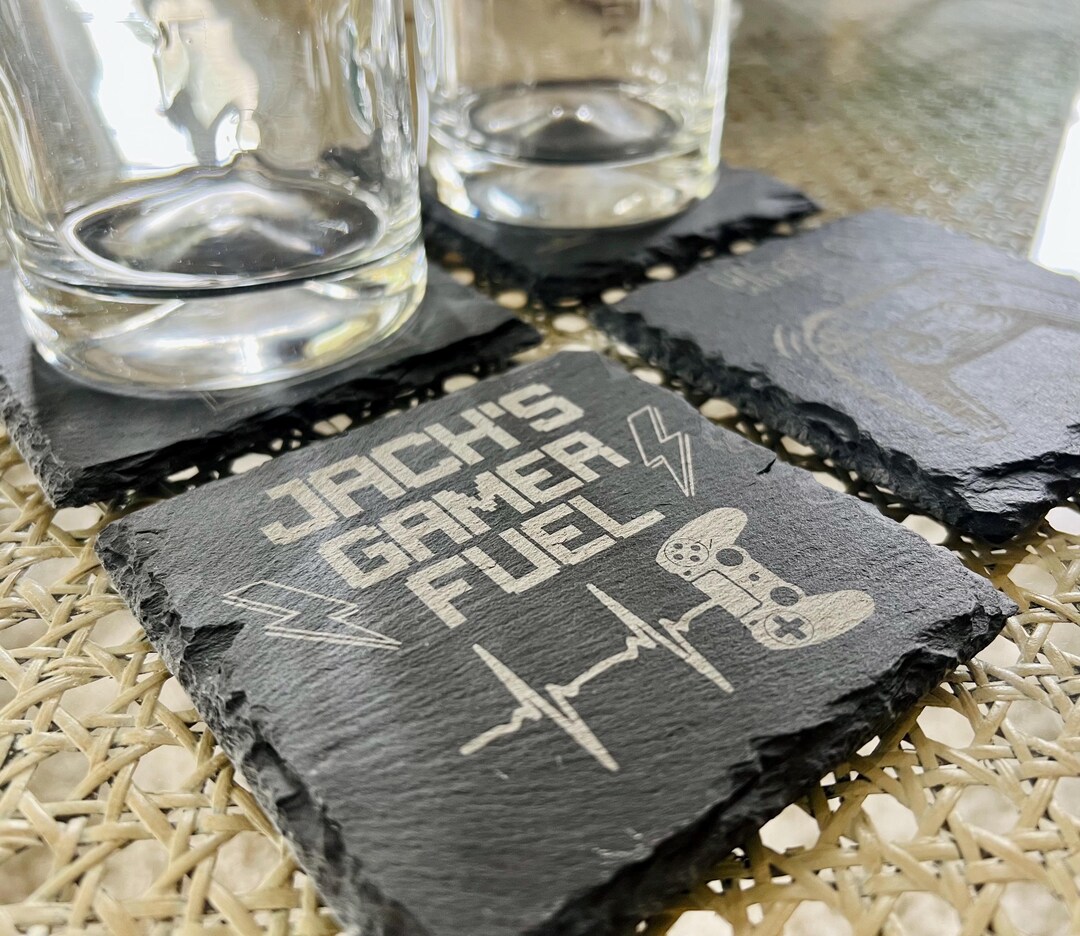 Stone Coasters 4-pack Gamer Edition Personalized Gift for Video Game ...