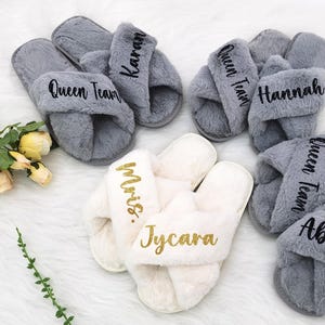 Custom Fluffy Slippers,fluffy Cross Slippers,bride to Be Gift,custom ...