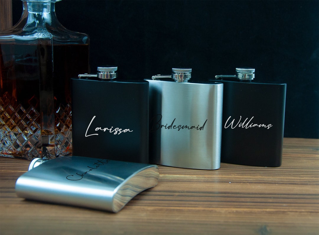 Personalized Groomsmen Flasks, Custom Flask, Black Hip Flask, Gifts for ...