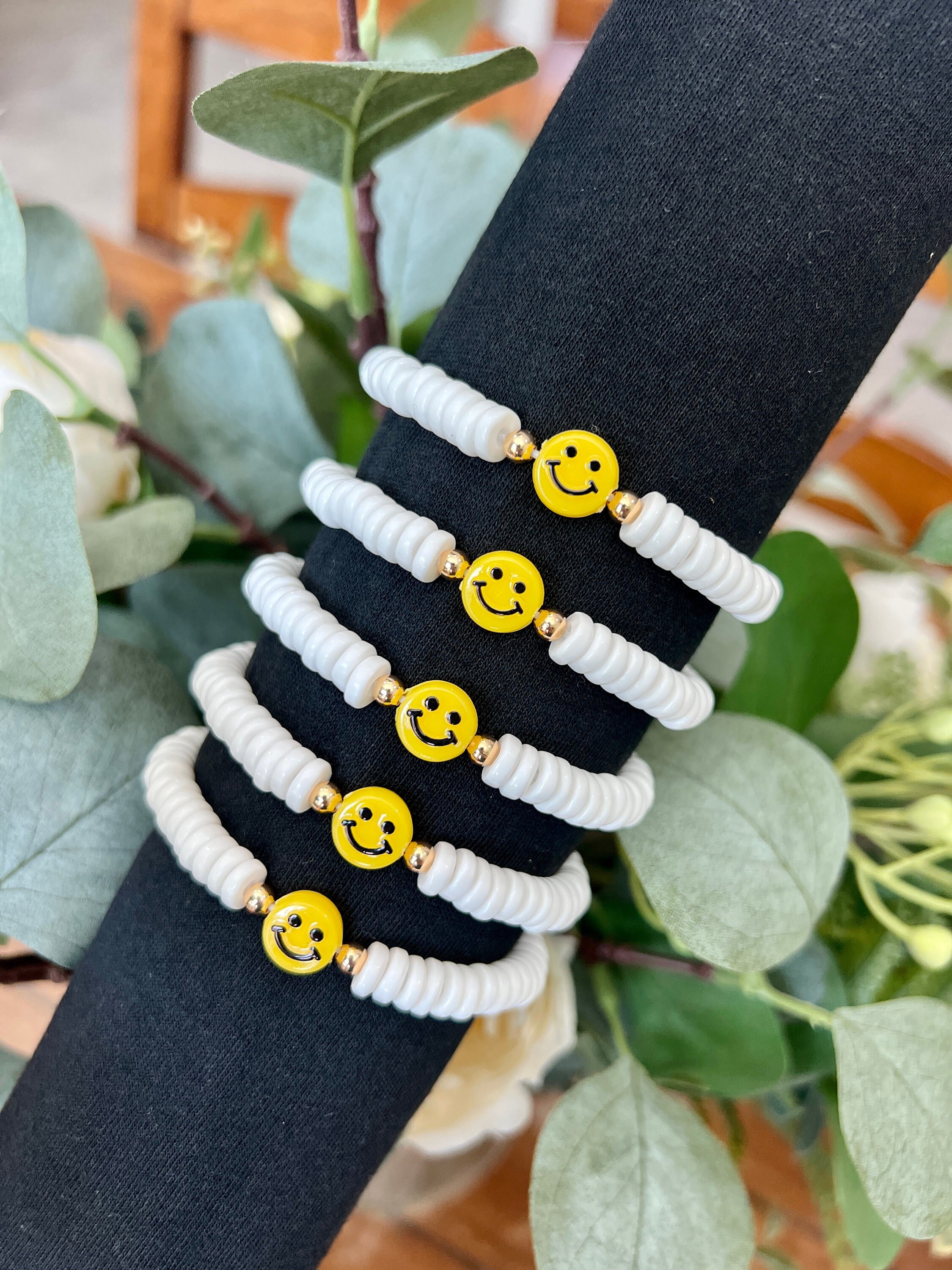 Yellow Smiley Face Melted Perler Bead Bracelet - Etsy