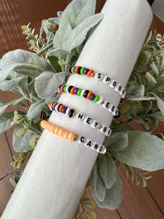 HALLOWEEN Heishi Bead and Melted Perler Bead Bracelets - Etsy