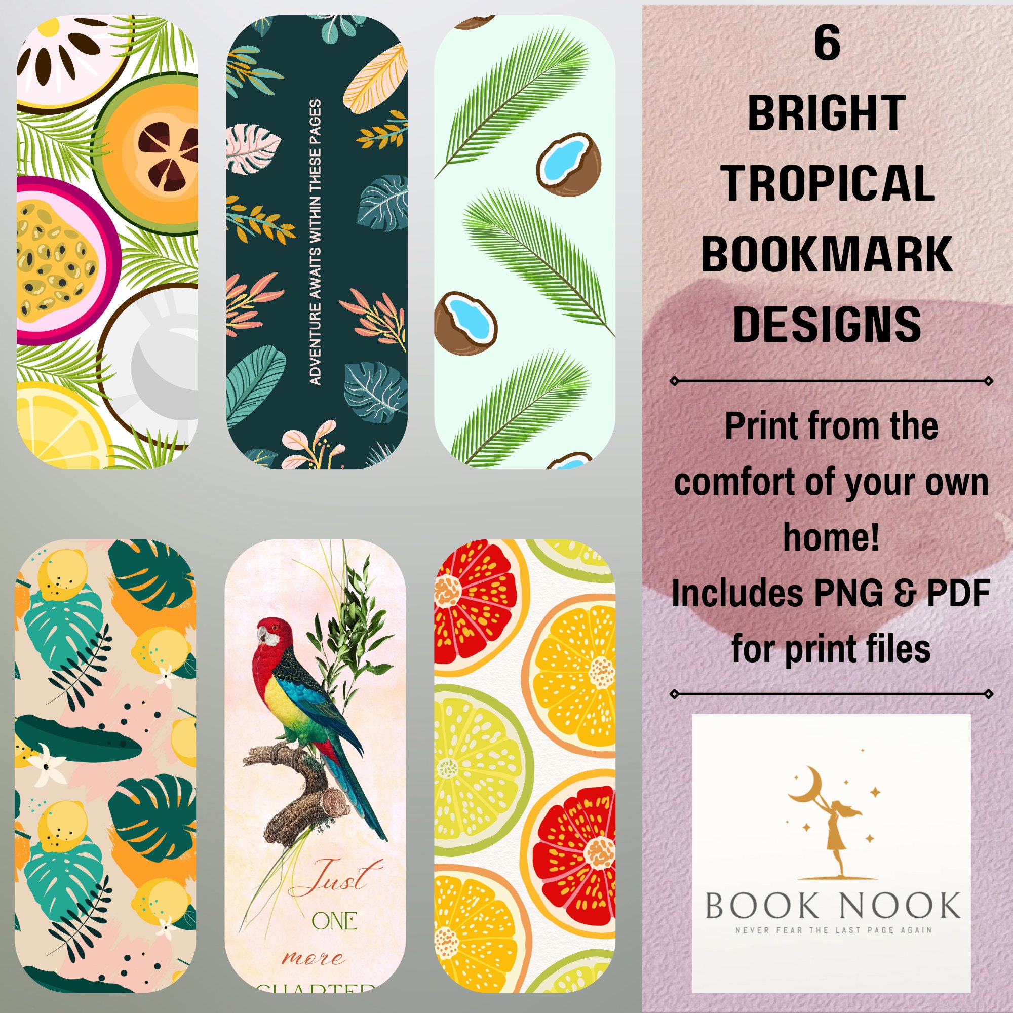 6 Tropical Summer Bookmarks Digital Download Print From - Etsy