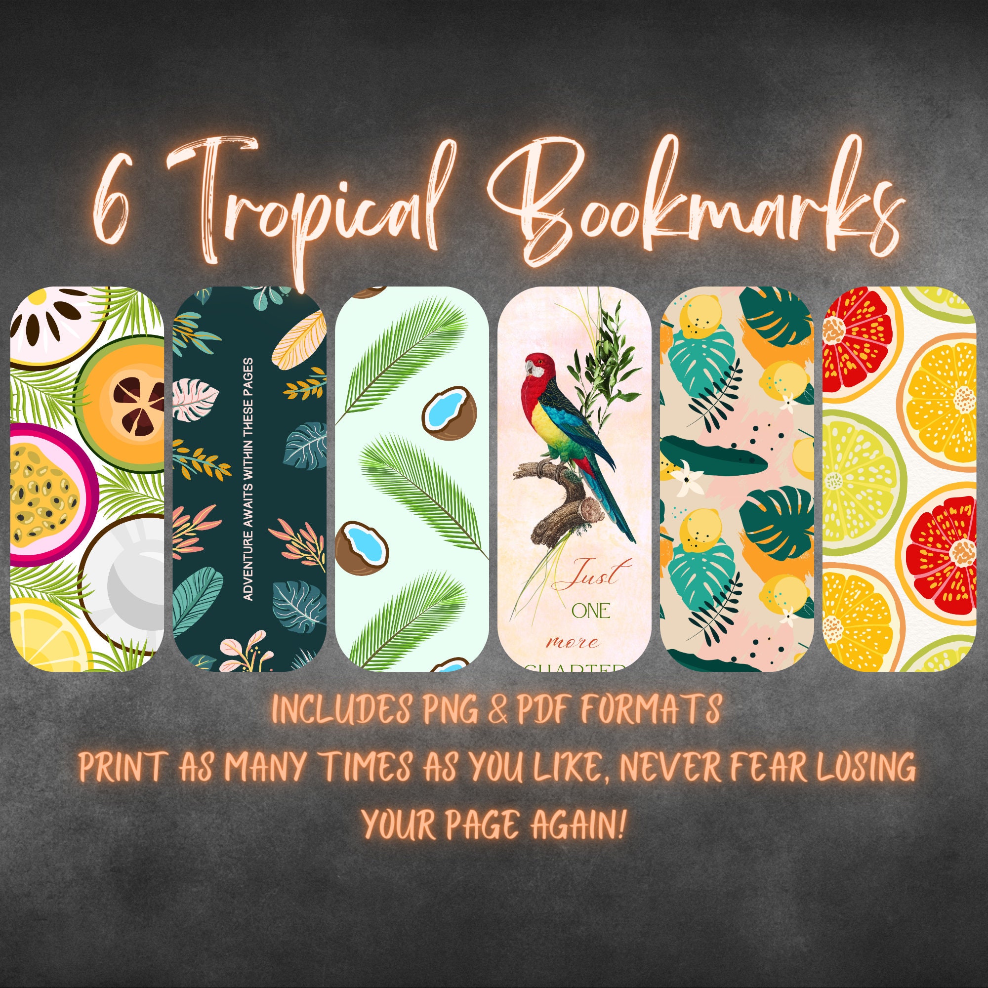 6 Tropical Summer Bookmarks Digital Download Print From - Etsy