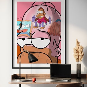 Homer Simpson Monkey Brain, Simpson Digital Art Print, Instant ...