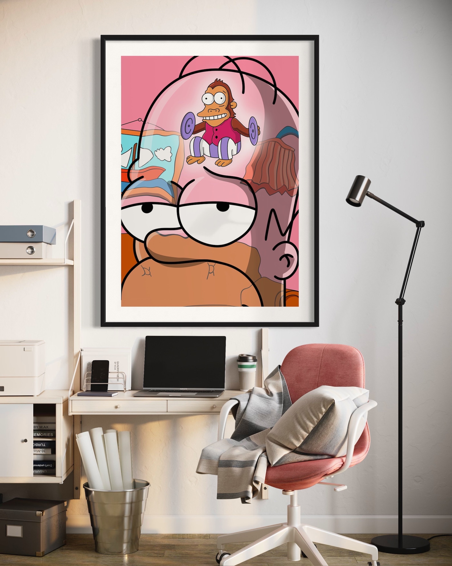Homer Simpson Monkey Brain Art Print: Funny Home Decor (digital ...