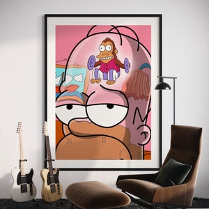 Homer Simpson Monkey Brain, Simpson Digital Art Print, Instant ...