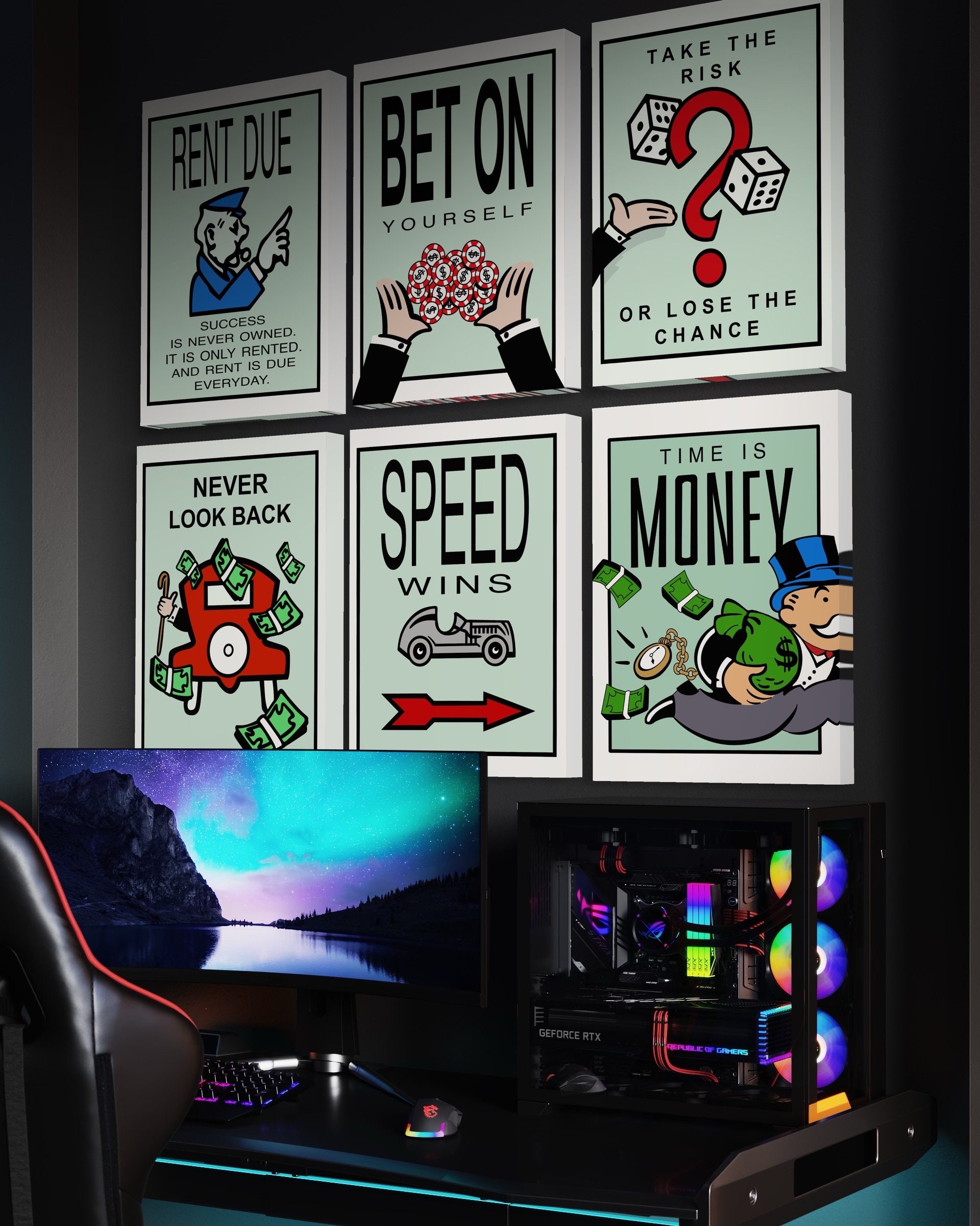 Monopoly Art Prints: Retro Game Room Wall Decor (digital Download) - Etsy