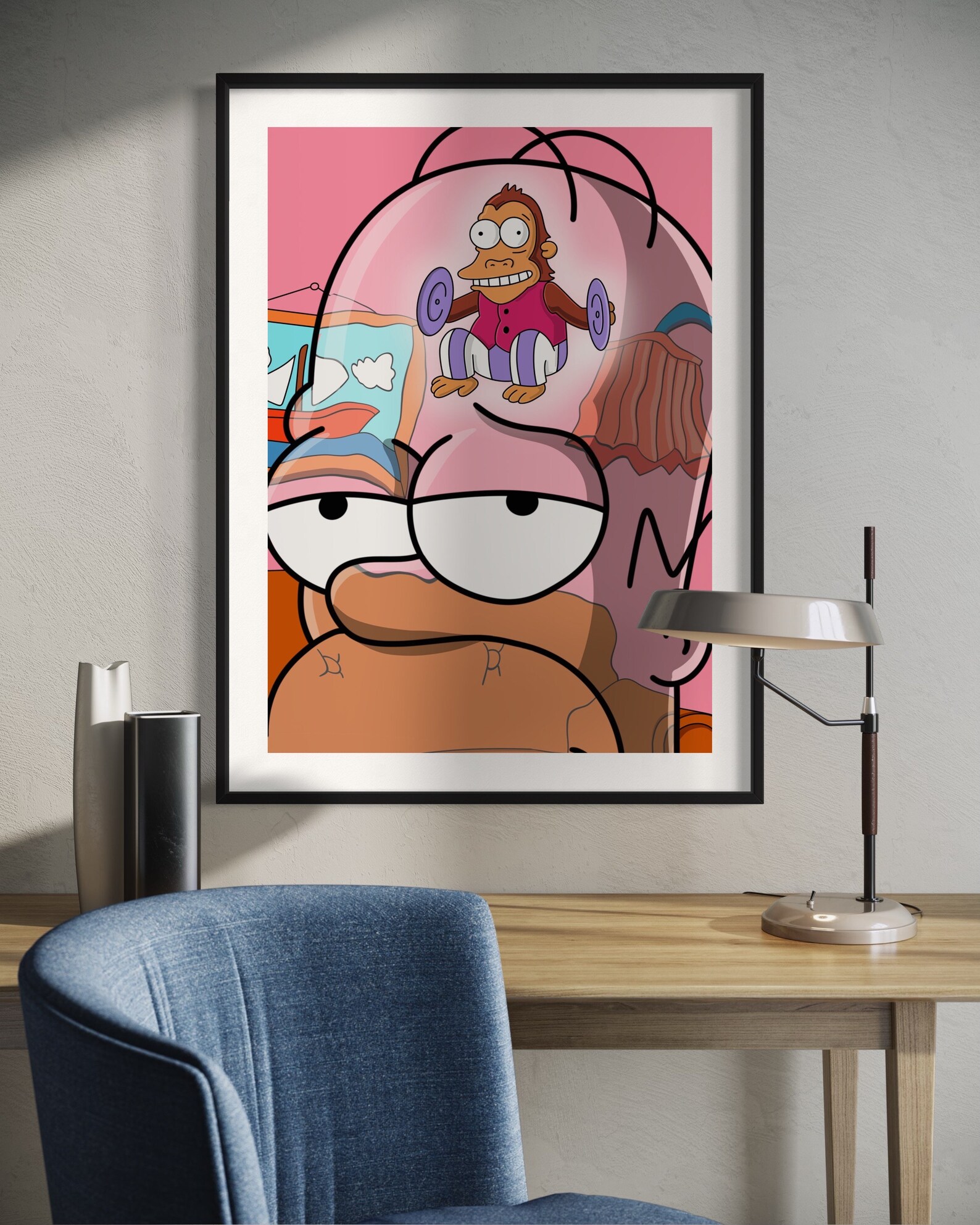 Homer Simpson Monkey Brain, Simpson Digital Art Print, Instant ...
