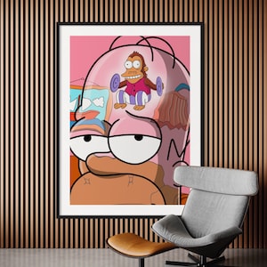 Homer Simpson Monkey Brain, Simpson Digital Art Print, Instant ...
