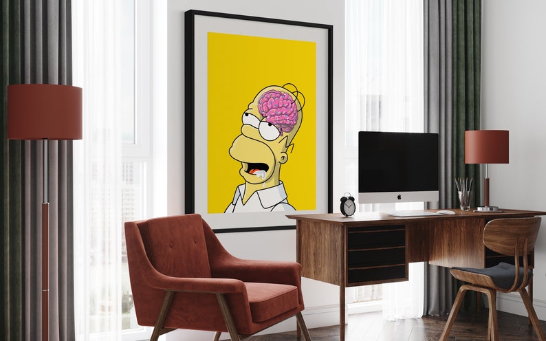 Homer Simpson Doughnut Brain Print, Simpson Digital Art Print, Instant ...