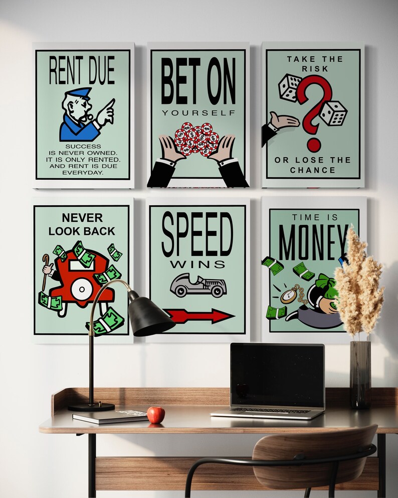 Monopoly Art Prints: Retro Game Room Wall Decor (digital Download) - Etsy