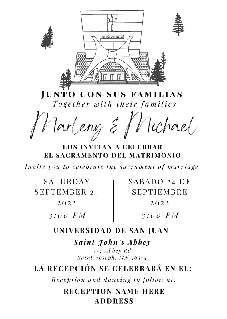 Bilingual Wedding Invitation Template - Etsy
